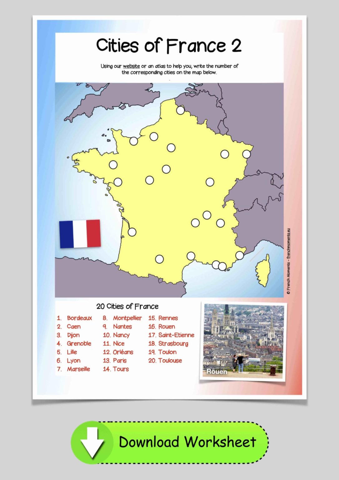 Free Geography of France Worksheets - French Moments