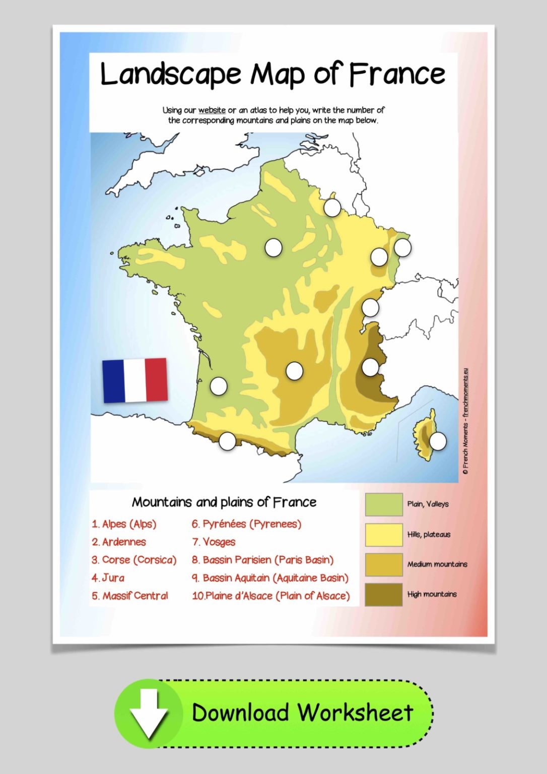 Free Geography of France Worksheets - French Moments