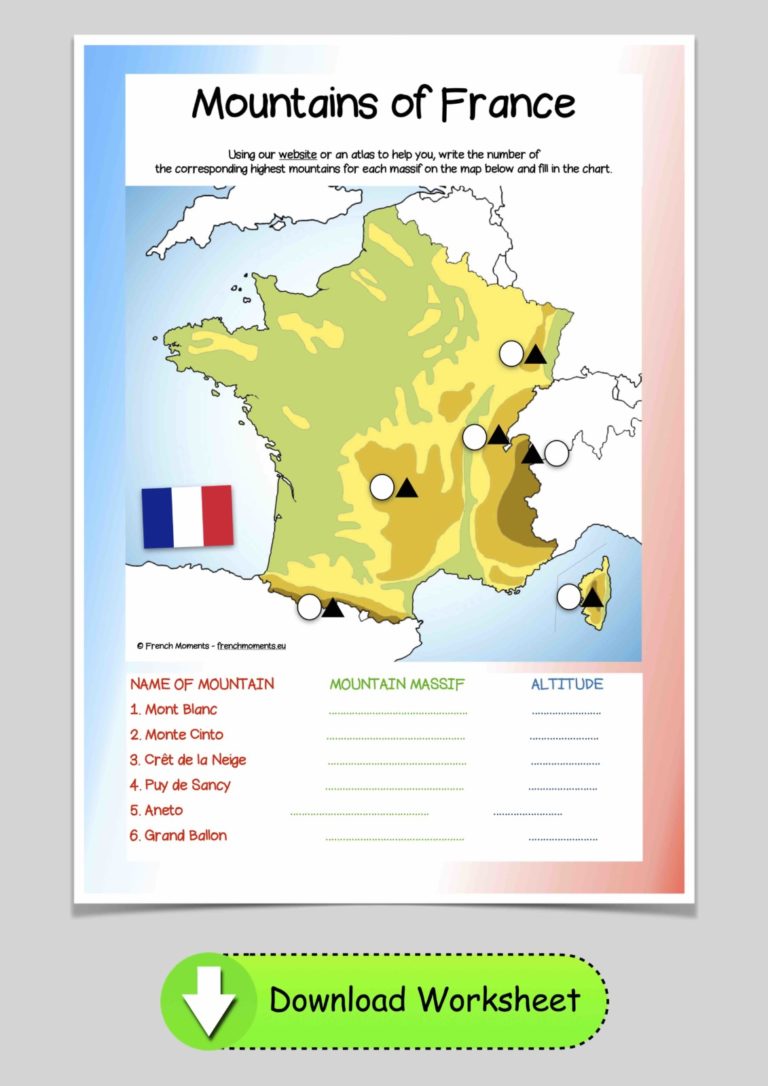 Free Geography of France Worksheets - French Moments