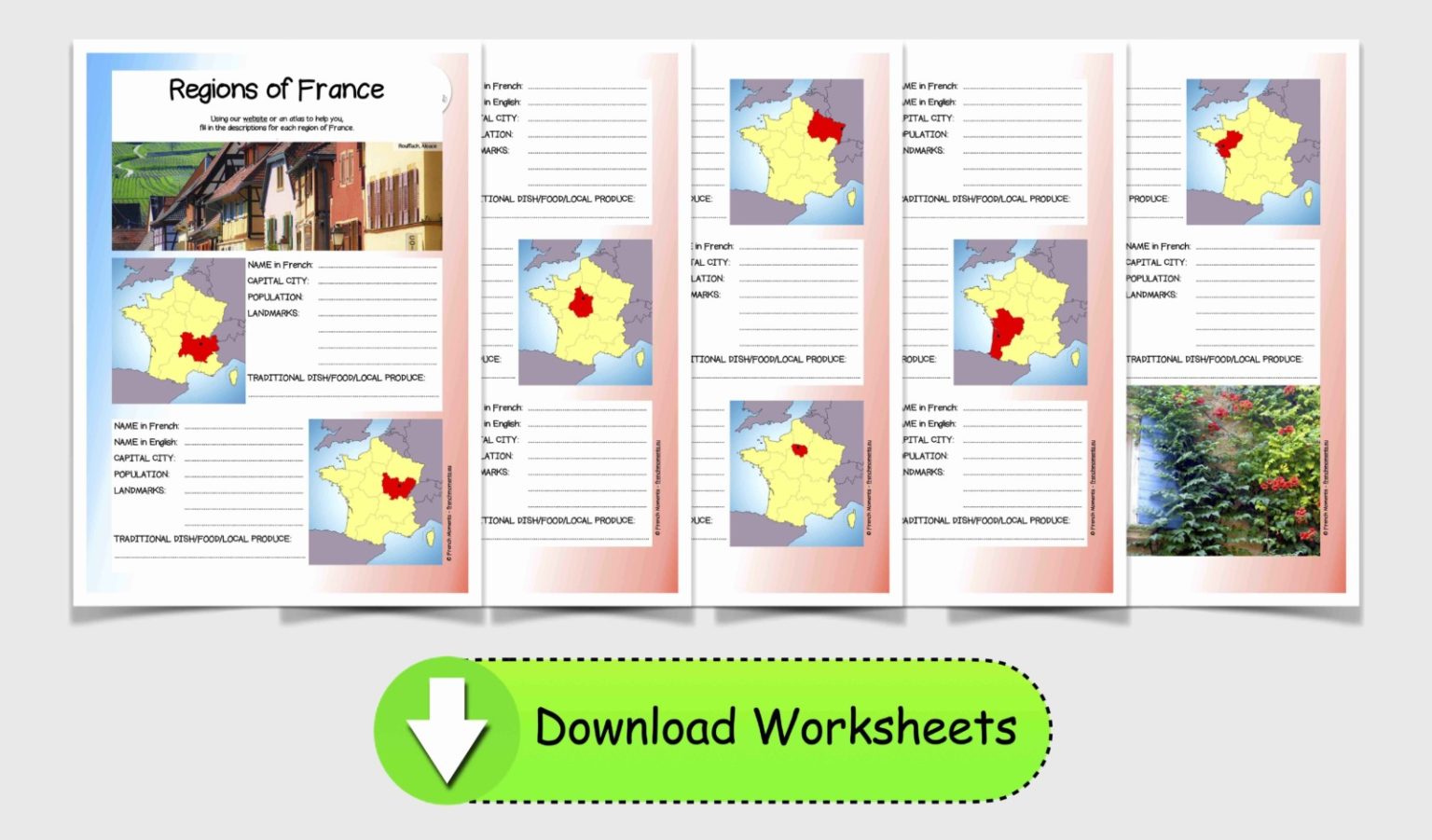 Free Geography of France Worksheets - French Moments