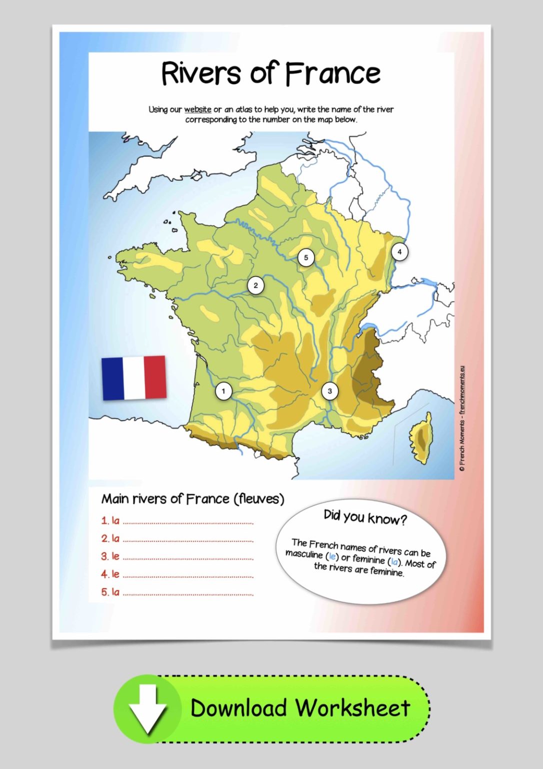 Free Geography of France Worksheets - French Moments